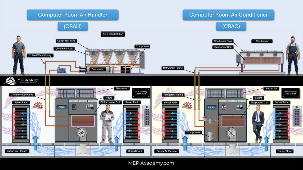CRAC vs CRAH Units Explained: Data Center Cooling - MEP Academy
